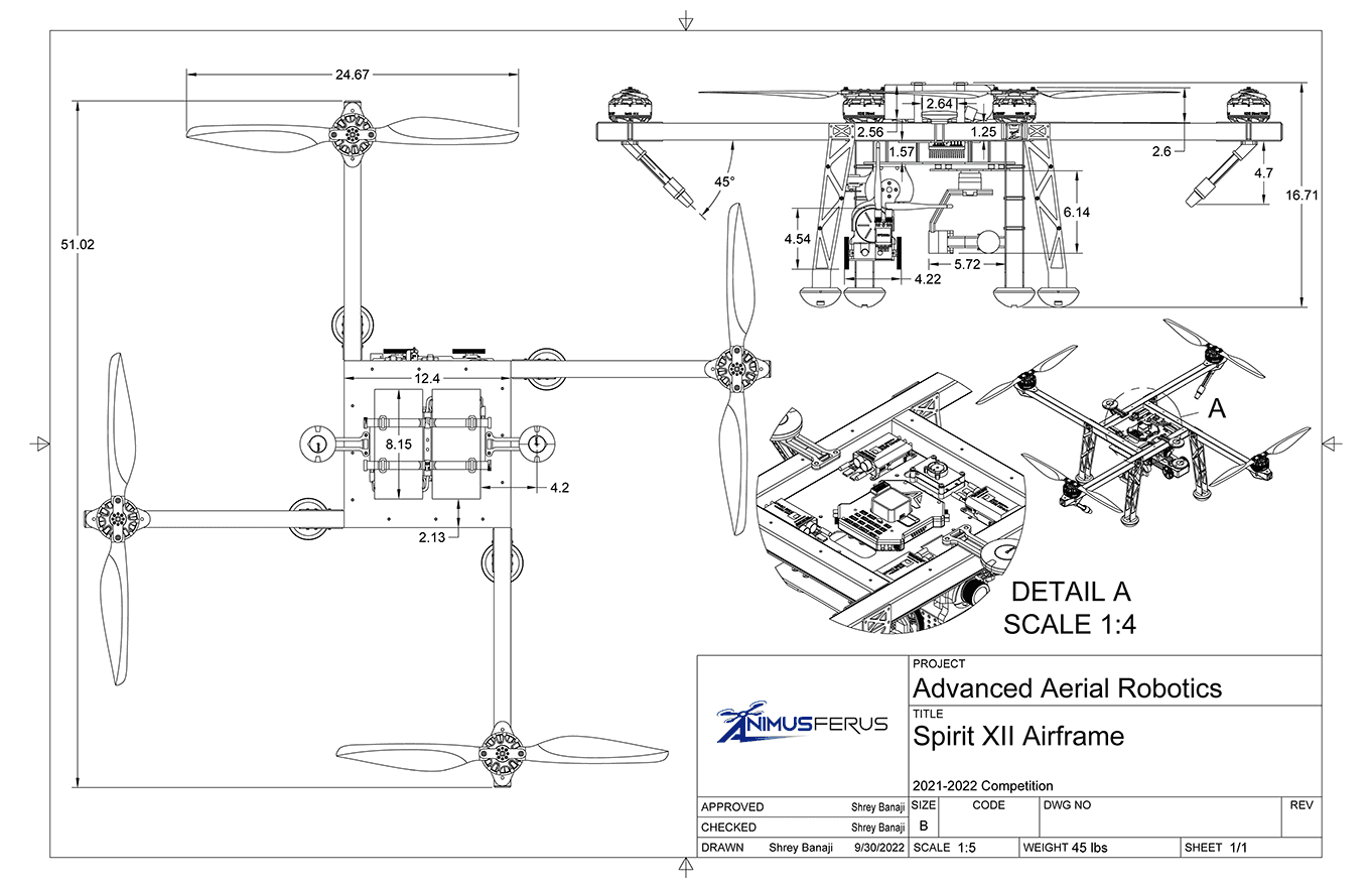 sUAS Quadcopter Technical Drawings | Shreyas Banaji